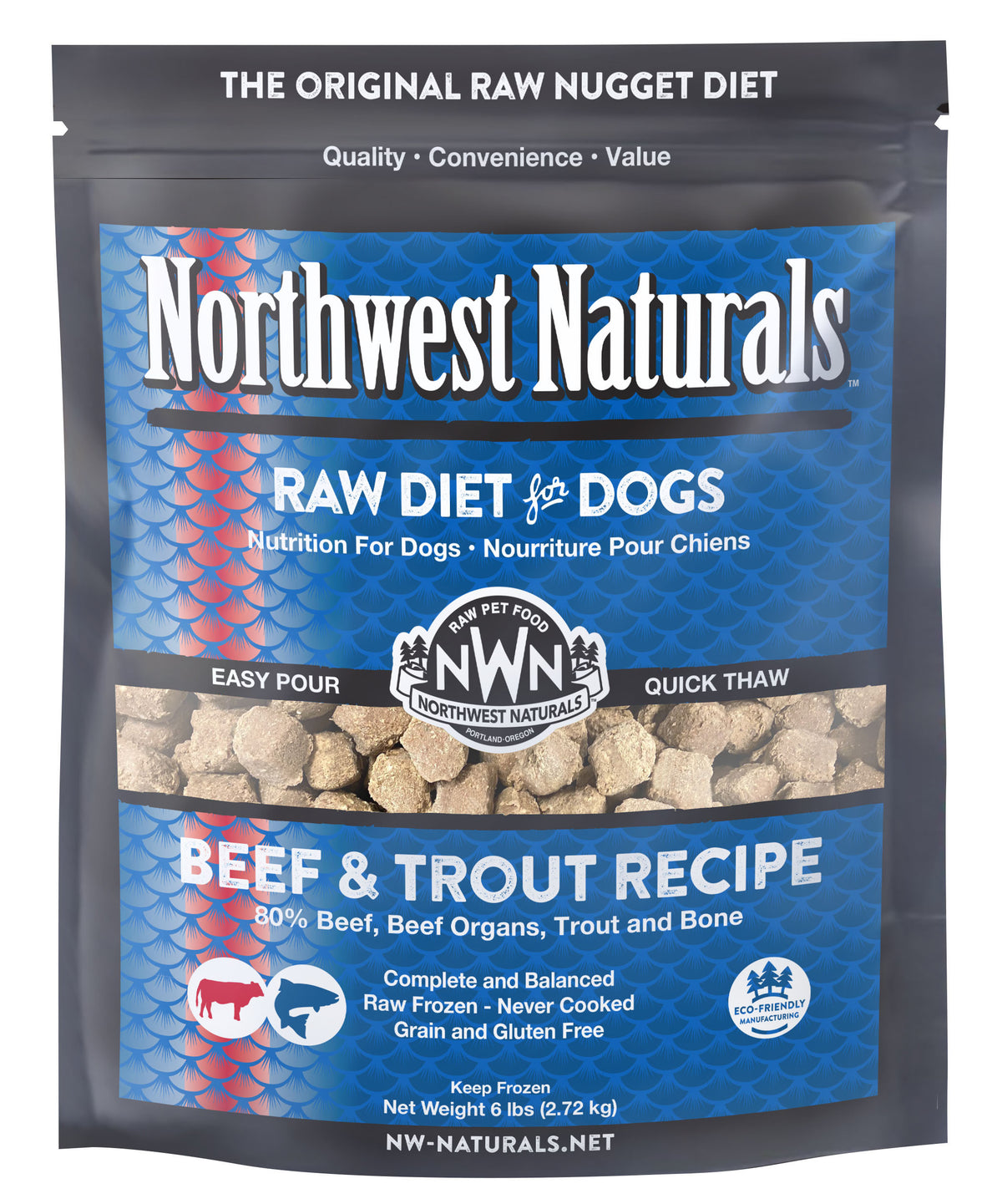 Northwest Naturals Raw Beef & Trout Nuggets (Frozen) — American Tails ...