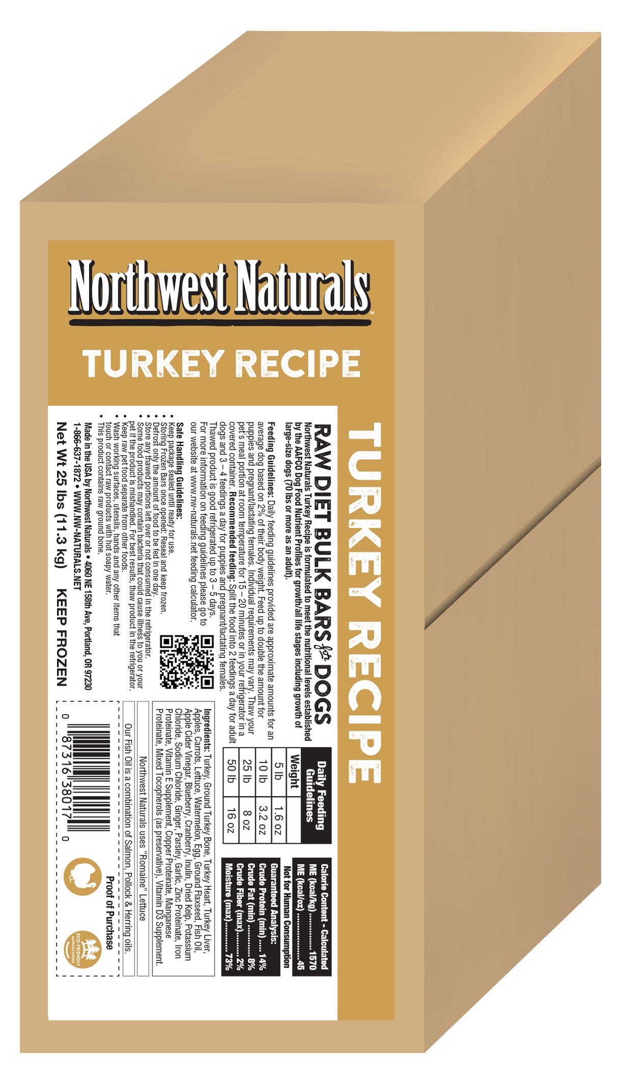 Northwest Naturals Raw Turkey Bulk Dinner Bars 25 lb. (Frozen ...
